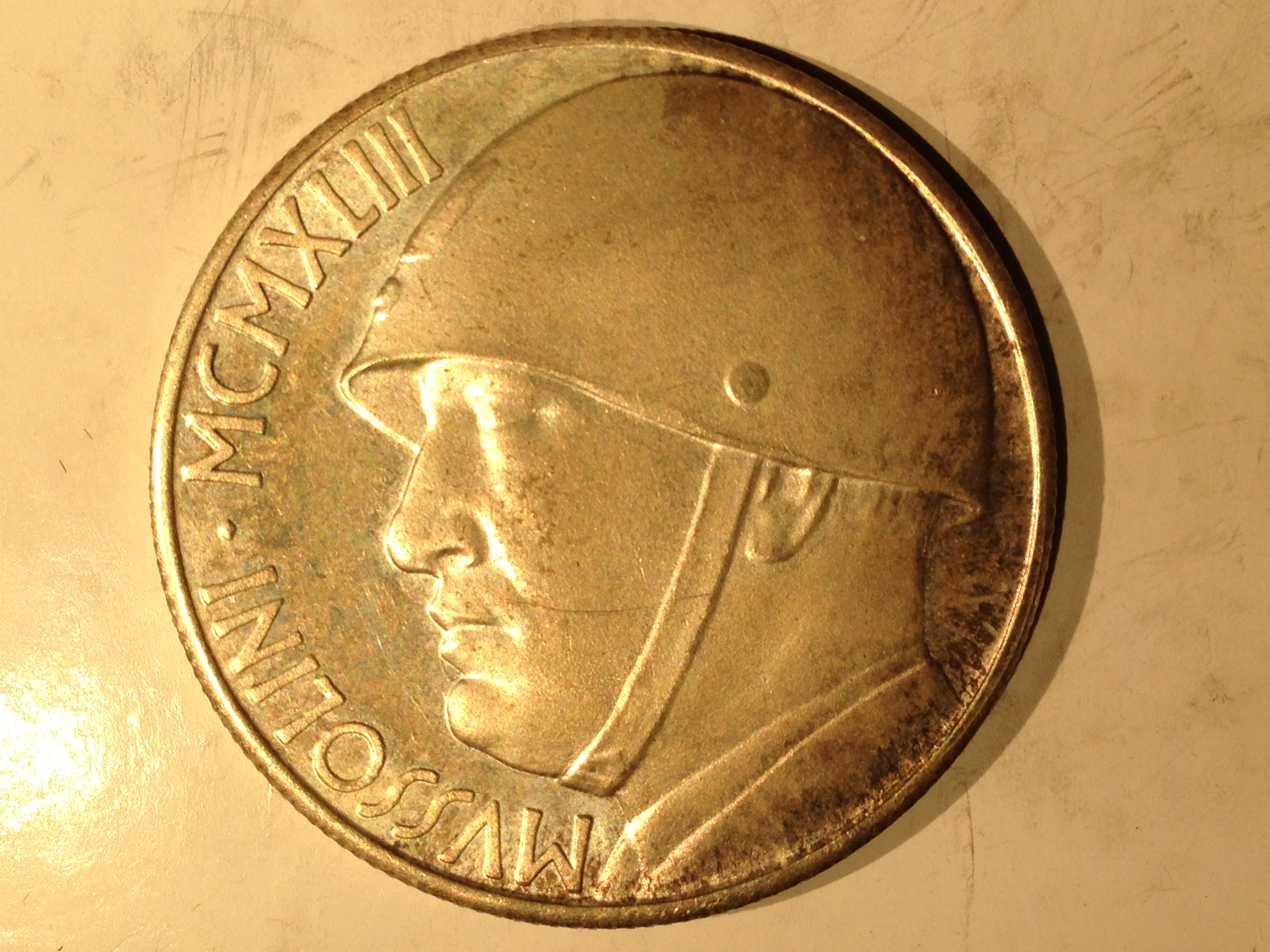 1943 Mussolini Fantasy Coin 20 Lira BU - Nashua Coins and Collectibles